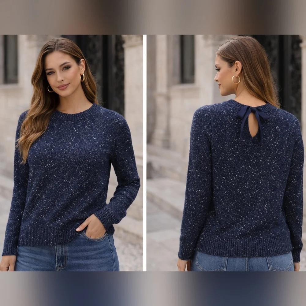 a.n.a | Tops | Ana Sparkling Navy Knit Sweater | Poshmark